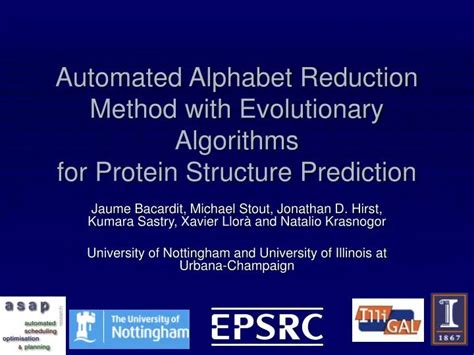 Ppt Automated Alphabet Reduction Method With Evolutionary Algorithms For Protein Structure