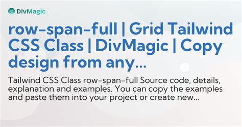 Row Span Full Grid Tailwind Css Class Divmagic Copy Design From