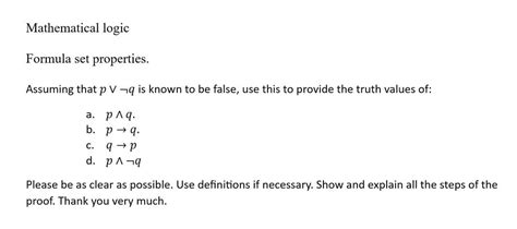 Answered Mathematical Logic Formula Set Bartleby