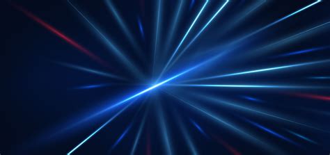 Abstract Technology Futuristic Glowing Blue And Red Light Lines With Speed Motion Blur Effect On