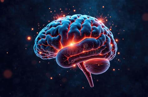Dynamic Brain Illustration Showcasing Neural Connections and Vibrant Energy Pulses Stock ...
