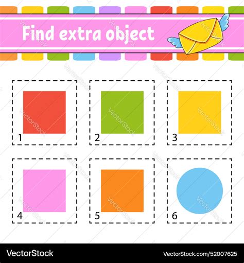Find Extra Object Educational Activity Worksheet Vector Image