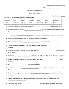 Code Talker Chapters 9 10 Quiz By Cydney Turner TPT