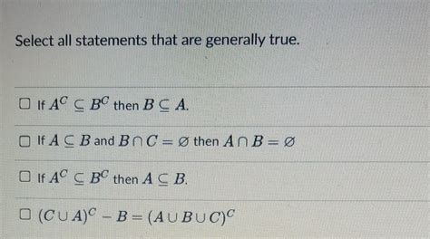 Solved Select All Statements That Are Generally True If Chegg Com
