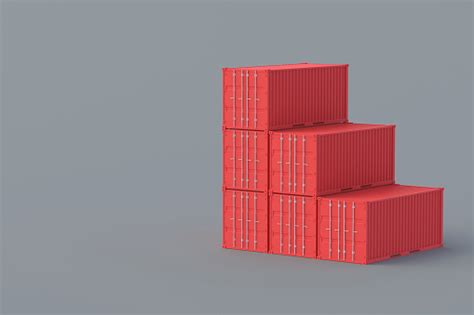 회색 배경에 바다 공기 및 도로로 상품의 운송을위한 금속 용기의 힙 운송화물 개념 국제 수입 수출 교통 서비스 공간을 복사합니다 3d 렌더링 빨강에 대한 스톡 사진 및 기타