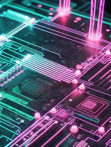 Premium Ai Image A Futuristic Computer Circuit Board With Neon Light