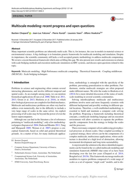 Multiscale Modeling Recent Progress And Open Questions Request Pdf