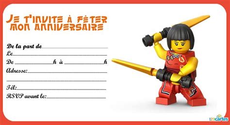 Invitations Anniversaire Lego Ninjago Cartes Lego Ninjago Nya Lego Ninjago Ninjago