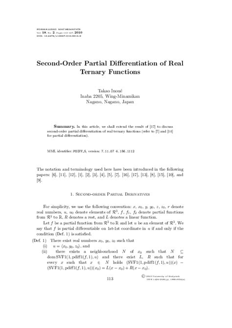 pdf second order partial differentiation of real ternary functions
