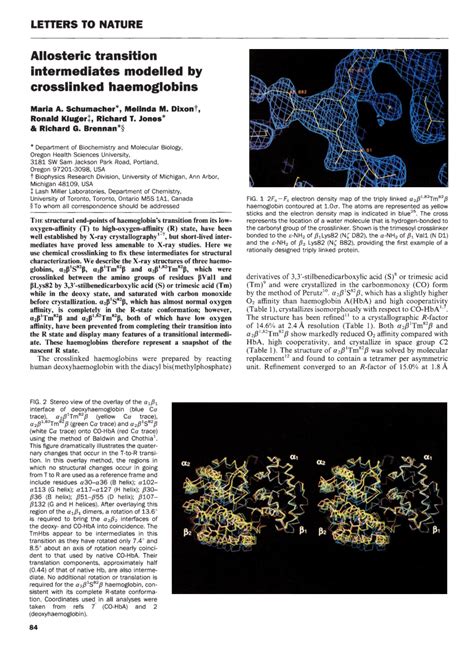 Pdf Allosteric Transition Intermediates Modeled By Cross Linked