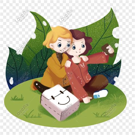 발렌타인 데이 사진을 찍는 어린 소녀 Png 일러스트 무료 다운로드 Lovepik