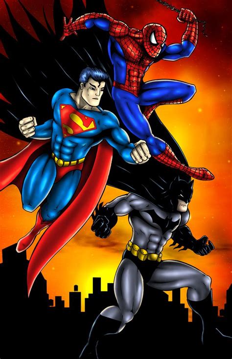 Spiderman Superman Batman By Foongatz On Deviantart Spiderman Batman