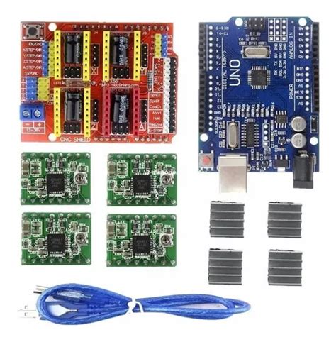 kit cnc shield v3 compatível arduino uno r3 4 drive a4988