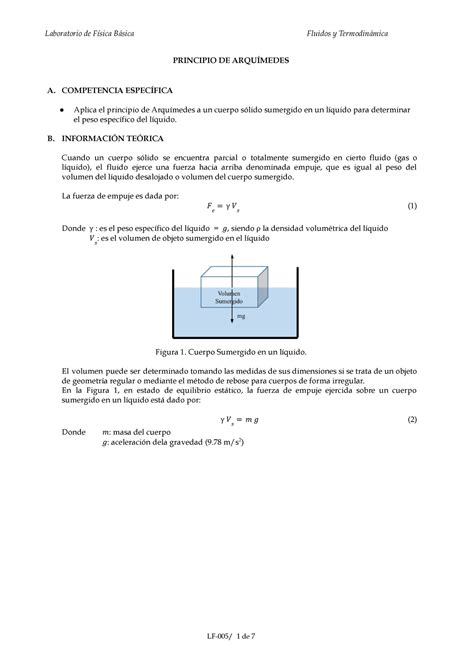 Guía Lab Principio De Arquímedes Válido 1 Principio De ArquÍmedes