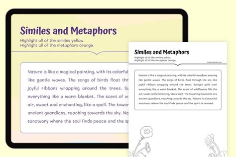 Similes And Metaphors Worksheets Grade 5 Free And Printable Workybooks