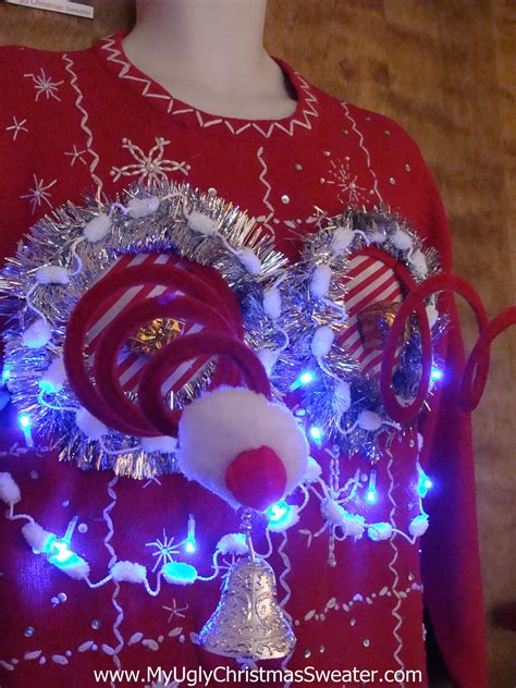 Light Up Funny 3d Springy Boobs Ugly Xmas Sweater My Ugly Christmas