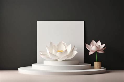 Premium Photo A White Frame With A White Lotus Flower On It