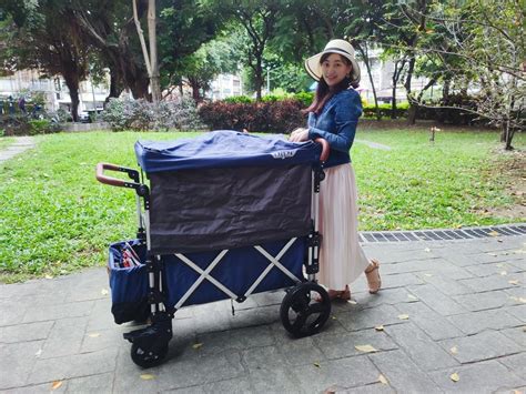開箱KEENZ 7S豪華摺疊多功能嬰幼兒手推拉拖車 旅行 露營 雙寶 雙人推車 配件超多單手收納避震效果好 哈比小妃廚房跑跳的正妹媽咪