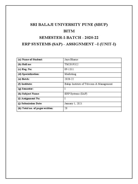 Erp Assignment 1 Pdf Enterprise Resource Planning Cloud Computing
