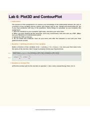 Lab 6 Plot3D And ContourPlot Assignment Pdf Lab 6 Plot3D And