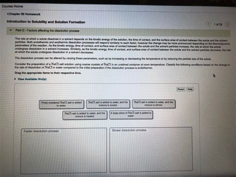 Solved Course Home Part C Factors Affecting The Dissolution