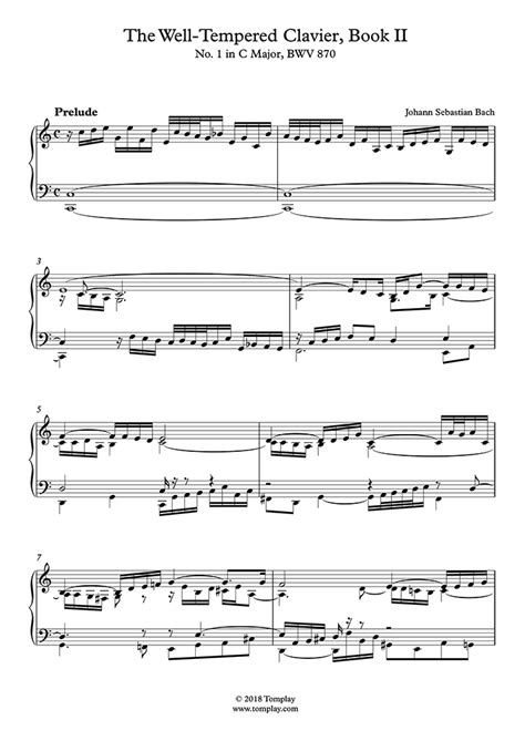 Le Clavier bien tempéré Livre II Prélude et fugue n 1 en do majeur