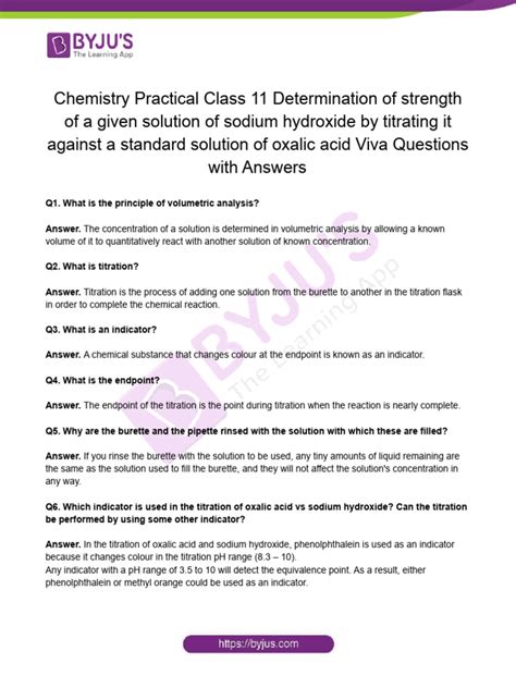 Determination Of Strength Of A Given Solution Of Sodium Hydroxide By
