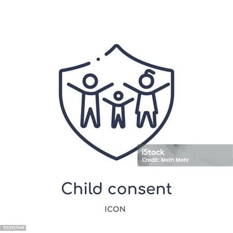 從 Gdpr 大綱集合的線性兒童同意圖示在白色背景上隔離的細線兒童同意圖示兒童同意時尚插圖向量圖形及更多人圖片 人 人手 人體部分