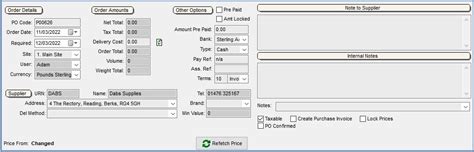 Purchase Order Tab Khaos Control Support