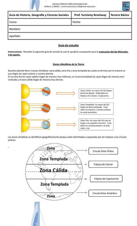 Guía De Historia 3º Zonas Climaticas 2 Guía De Historia Geografía Y