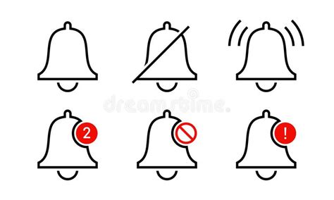Conjunto De Iconos De Timbre De Notificación Resaltado Ilustración Del