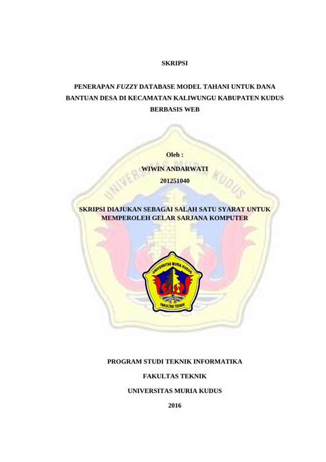Pdf Skripsi Penerapan Fuzzy Database Model Tahani Eprintsumkacid