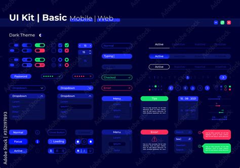 Basic UI Elements Kit Dropdown Menu Personal Account Settings