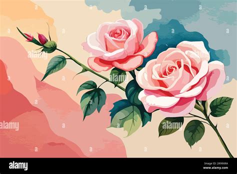 Rose Flower Watercolor Art Stock Vector Image Art Alamy