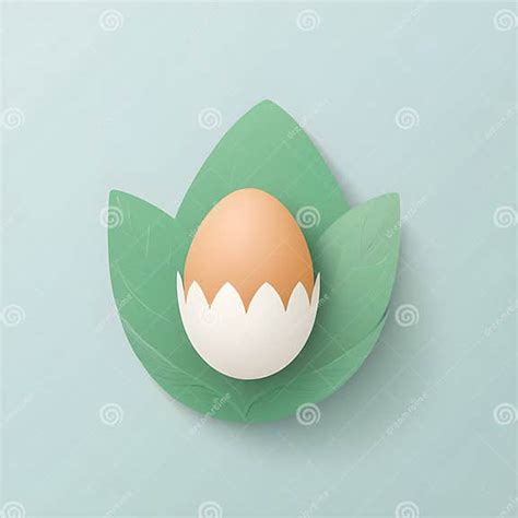 An Egg On A Leaf With A Calm Green Background Stock Illustration