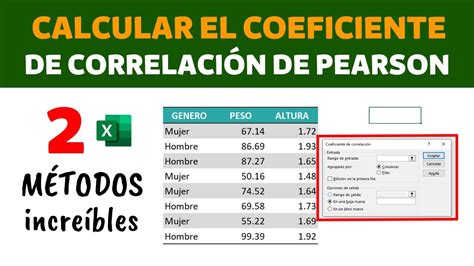 Formas de CALCULAR EL COEFICIENTE DE CORRELACIÓN DE PEARSON en Excel Fácil y Rápido YouTube