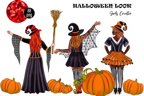 Halloween Girl Clipart Halloween Clipart Graphic By Elenazlataart