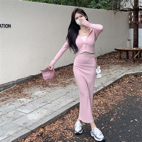 아네뜨 코디세트크롭 후드집업슬림핏 롱스커트 투피스 세트 Ag117347