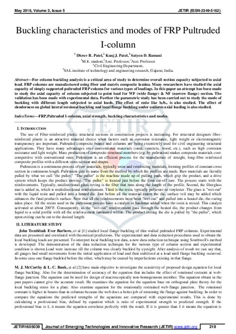Pdf Buckling Characteristics And Modes Of Frp Pultruded I Column