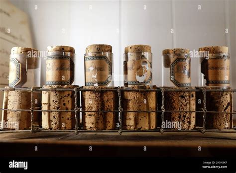 Shallow Depth Of Field Selective Focus Details With Various Glass Vials Used For Old Chemical