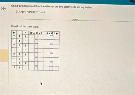 solved use a truth table to determine whether the two