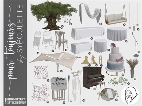 Pour Toujours Romantic Wedding Cc Set For The Sims 4 Syboulette