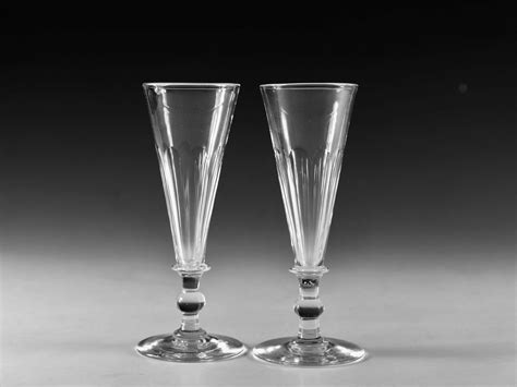 Antique Glass Champagne Flutes Pair English C1830 In Antique Wine