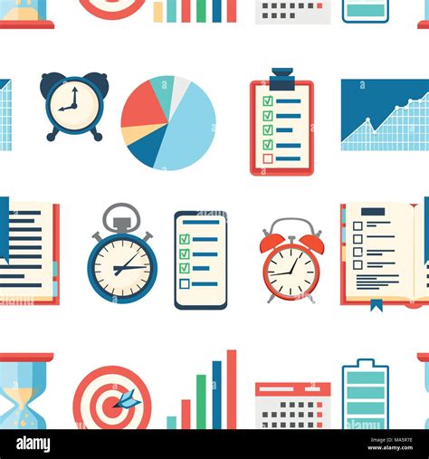 Seamless Pattern Of Time Management Charts Analysis And Optimization