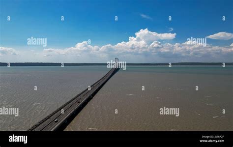 Aerial View Of Suramadu Bridge Connecting Islands Java And Madura In