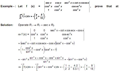 class 12 maths notes determinants determinants involving integration