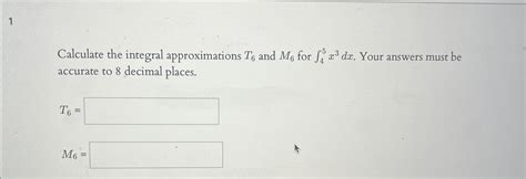 Solved 1calculate The Integral Approximations T6 ﻿and M6