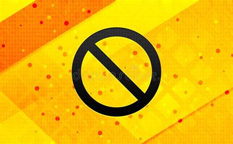 Prohibition Icon Abstract Digital Banner Yellow Background Stock