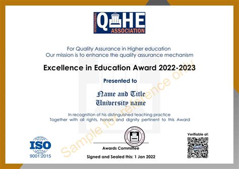 Excellence In Education Award International Association For Quality