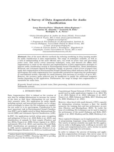 A Survey Of Data Augmentation For Audio Classification Pdf